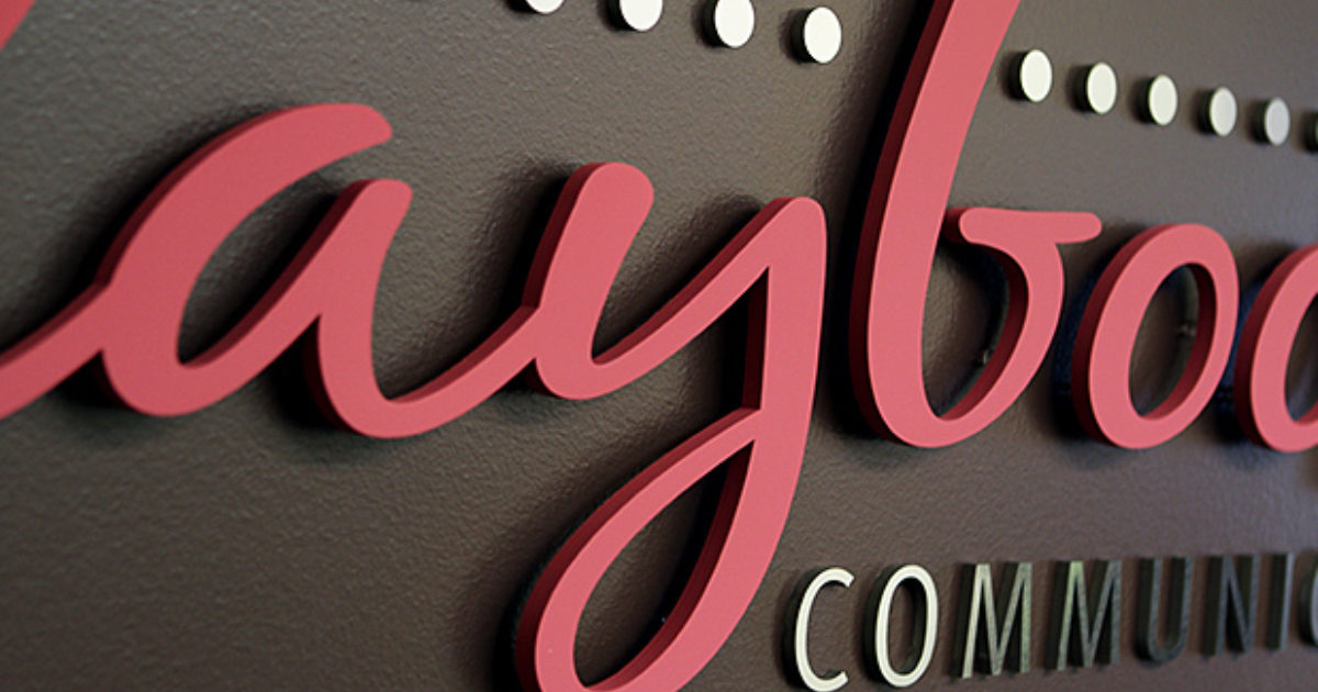 Playbook Communications 3d corporate logo signage project… | ArtSigns®